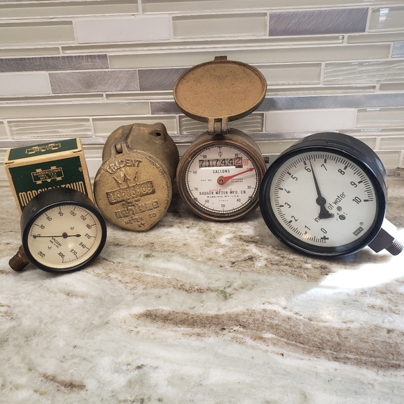 trident | Accents | Antique Trident Water Meter And Pressures Gauges ...